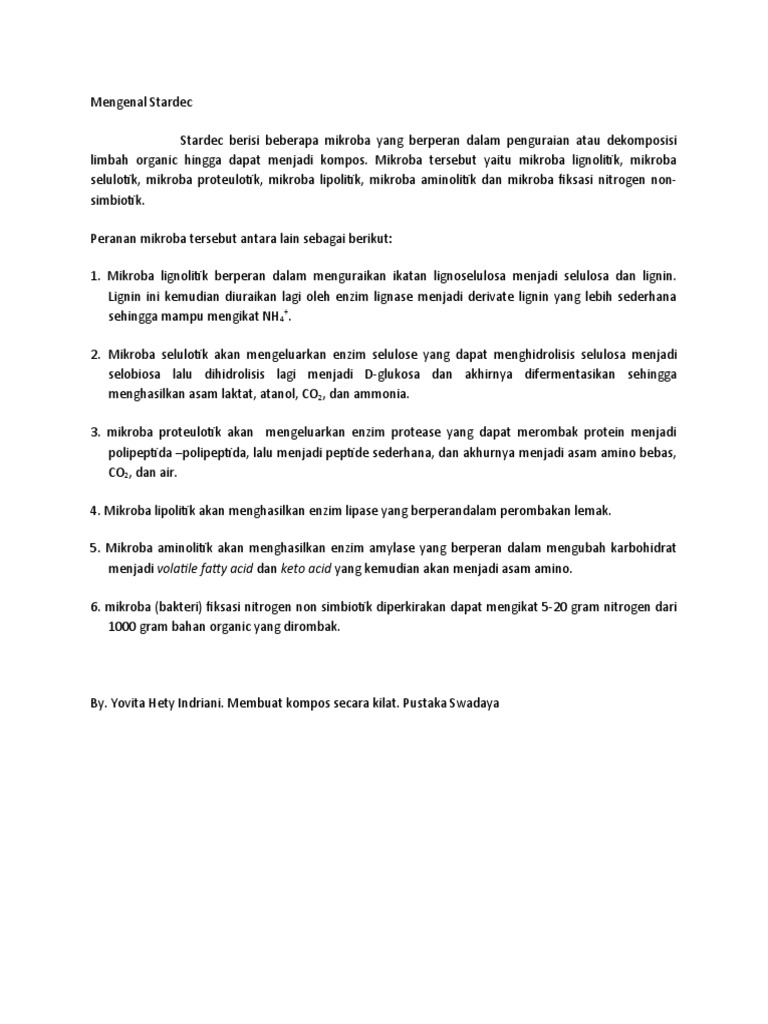 Bio-Aktivator STARDEC untuk Pengomposan | PDF