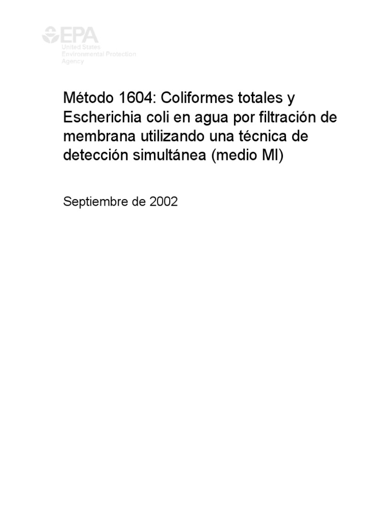 Método para la detección simultánea de coliformes totales y Escherichia ...