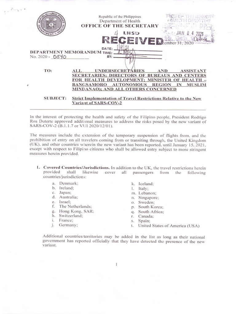DOH Department Memorandum 2020-0540 | PDF