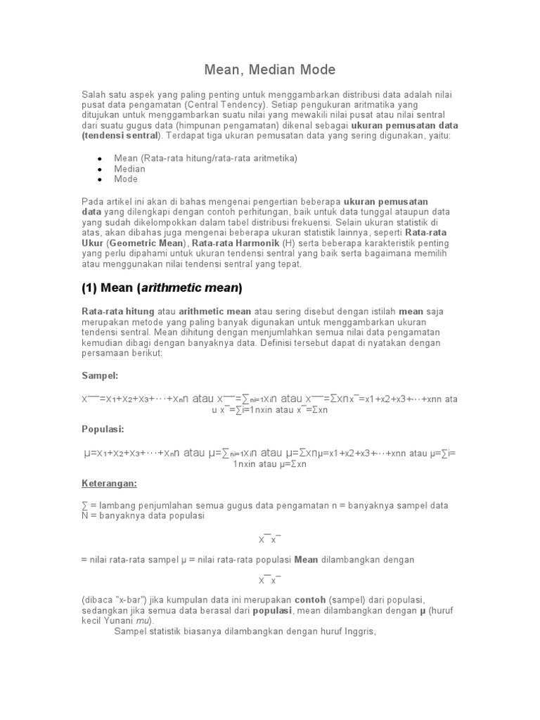Mean, Median Dan Mode | PDF