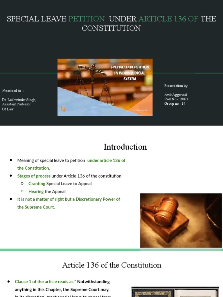 Petition Article 136 Of: THE Constitution | Download Free PDF ...