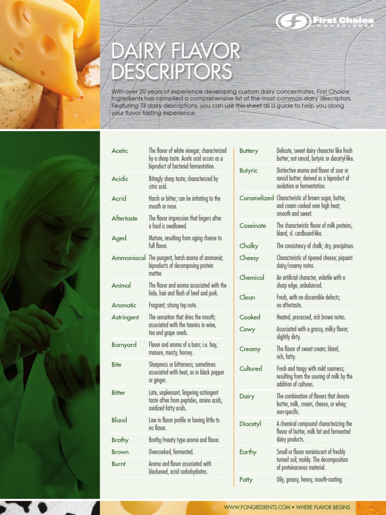Dairy Flavor Descriptors: Acetic Buttery Butyric | PDF | Taste | Flavor