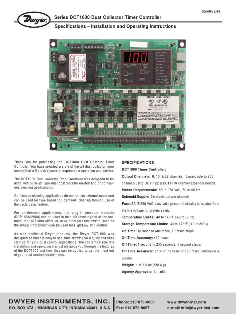 Series DCT1000 Dust Collector Timer Controller: Dwyer Instruments, Inc ...