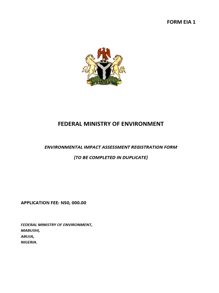 EIA Registration Form | PDF | Environmental Impact Assessment ...