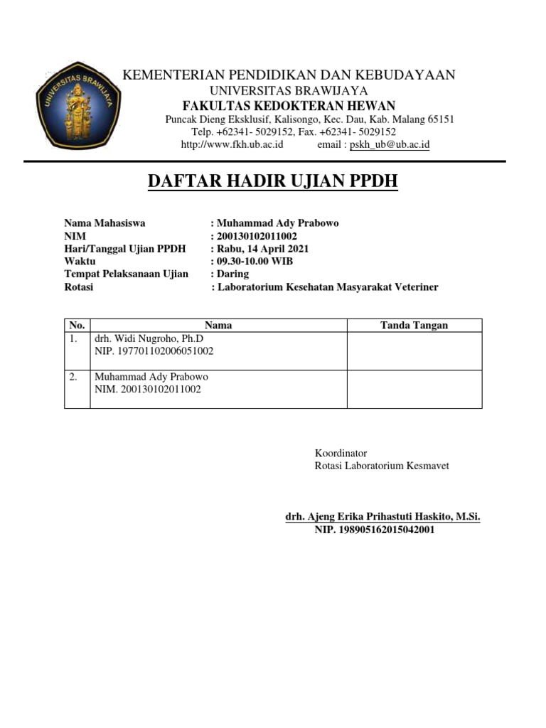 DAFTAR HADIR - Kelompok 4 - Muhammad Ady Prabowo | PDF