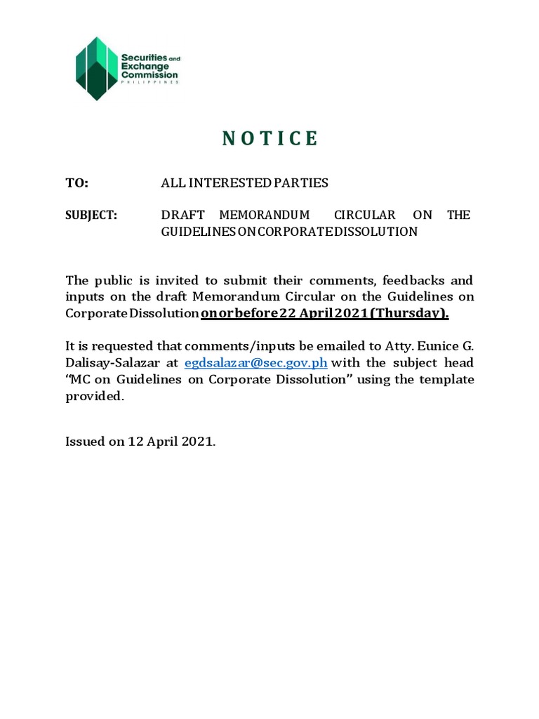 Guidelines for Corporate Dissolution | PDF | U.S. Securities And ...