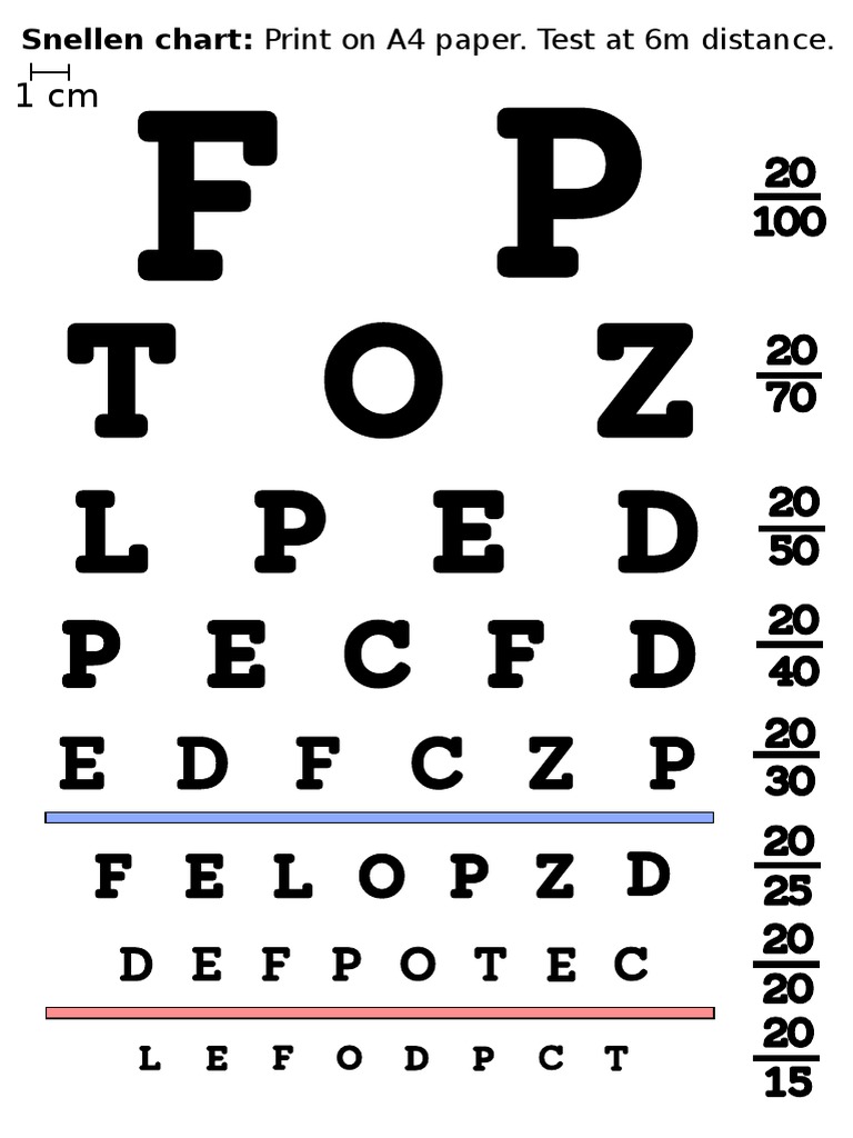 Snellen Chart: A4 Print, 6m Test | PDF