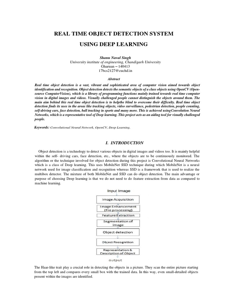 Real Time Object Detection System Using Deep Learning University Institute Of Engineering