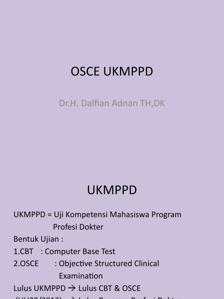 Bimbingan Teknis Osce Ukmppd | PDF