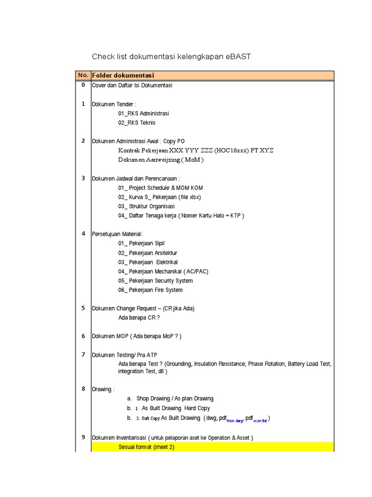 1 Dokumentasi Checklist Bast | PDF
