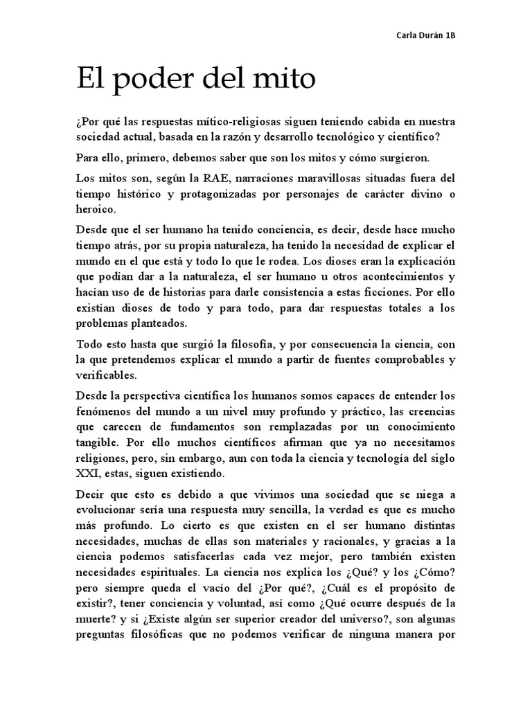 El Poder Del Mito | PDF | Conocimiento | Teorías filosóficas