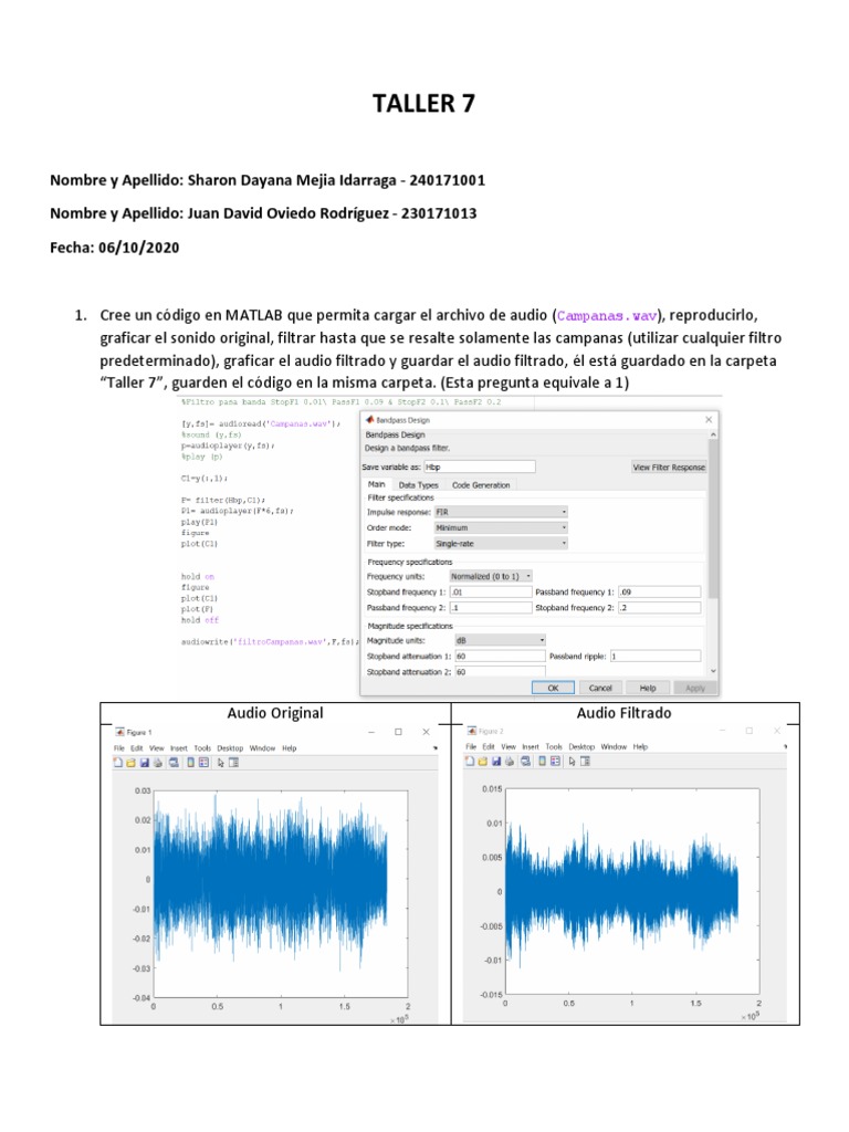 Filtrado de audio mediante códigos en MATLAB | PDF
