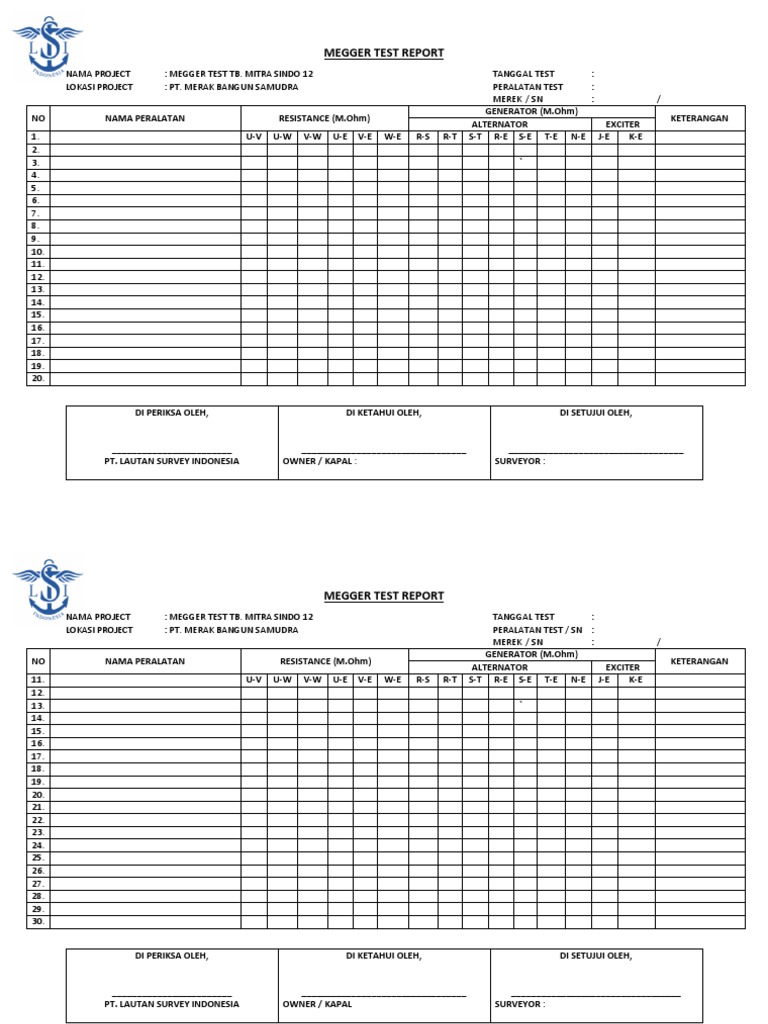 Megger Test Report - PT Lsi | PDF