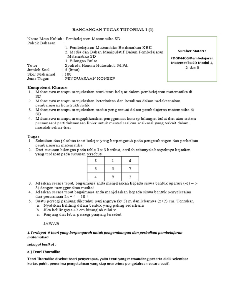 Rancangan Tugas Tutorial I (1) : Sumber Materi: PDGK4406/Pembelajaran ...