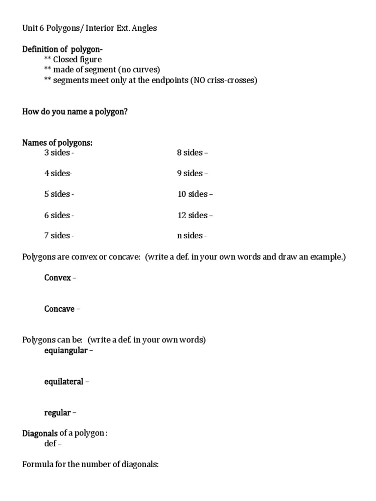 Unit 6 Polygon Packet | PDF | Polygon | Polytopes