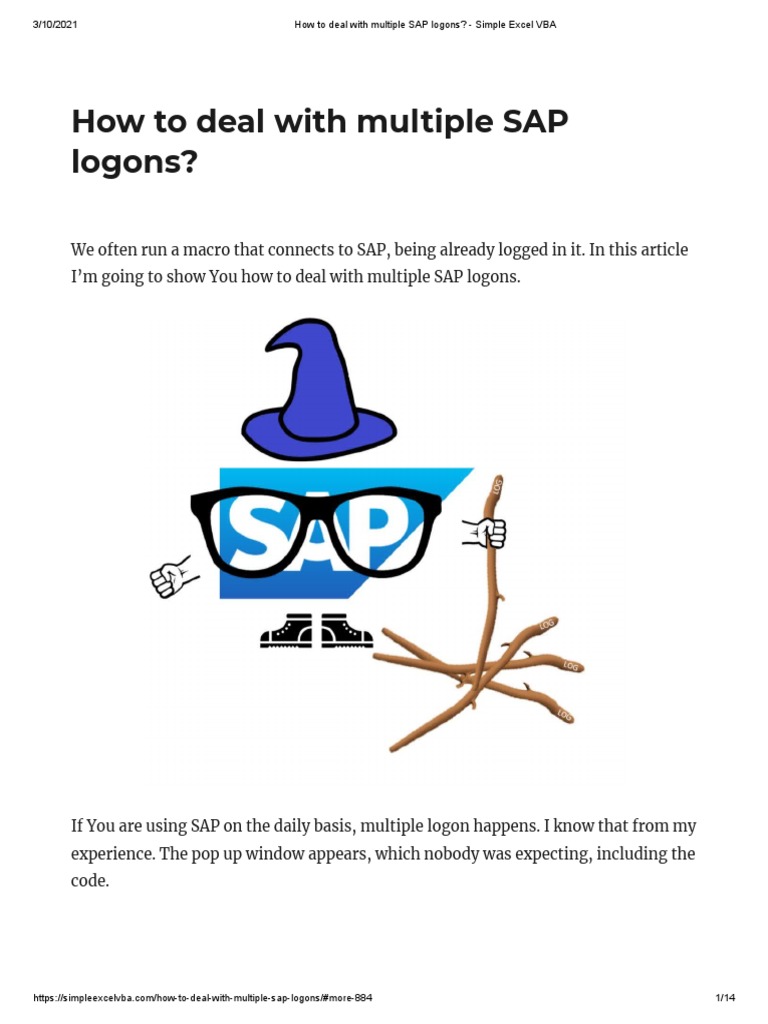How To Deal With Multiple SAP Logons - Simple Excel VBA | PDF