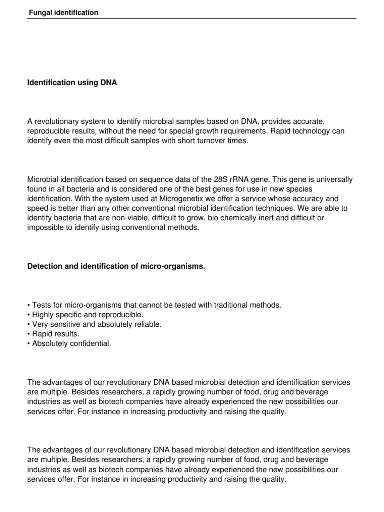 Fungal Identification | PDF | 16 S Ribosomal Rna | Polymerase Chain ...