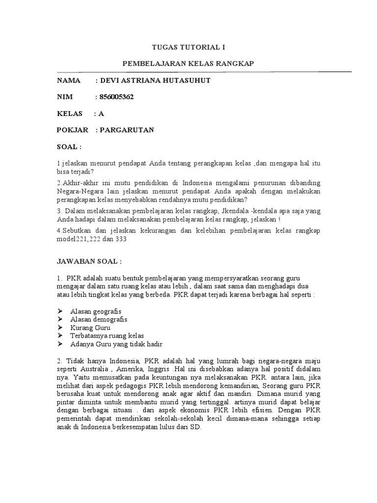 Tugas Tutorial I PKR | PDF