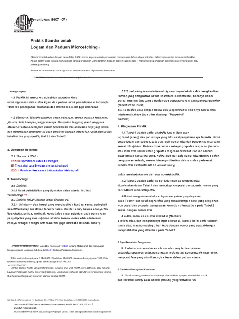 Translate - ASTM E407 07 Standard Practice For Microetching Metals and ...
