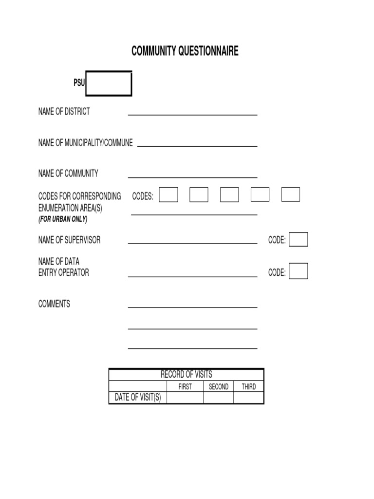 Community Questionnaire for Local Assessment | PDF | Public Transport ...