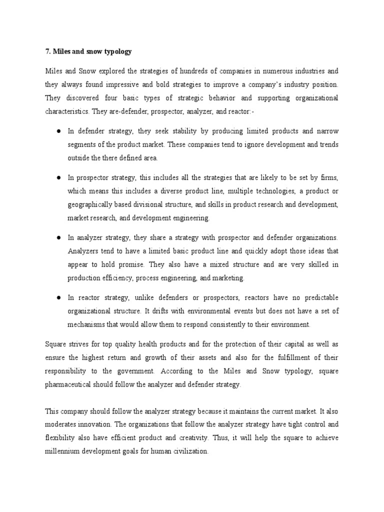 Miles and Snow typology strategies | PDF | Market (Economics) | Marketing