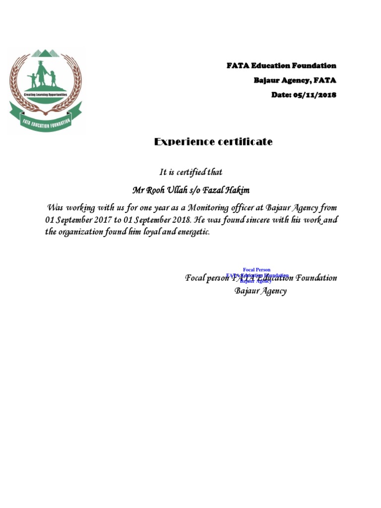 Experience Certificate | PDF