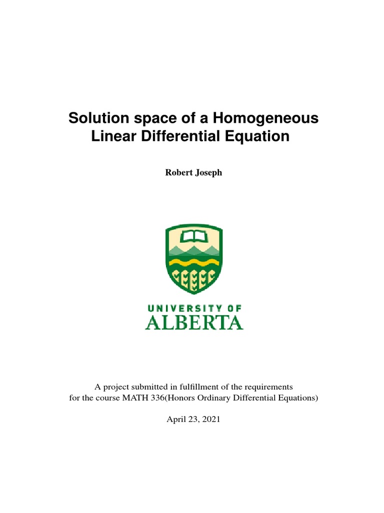 Solution Space of A Homogeneous Linear Differential Equation | PDF | Power Series | Linear Subspace