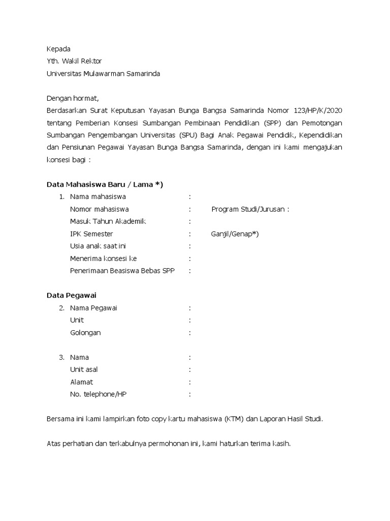 Contoh Surat Konsesi | PDF
