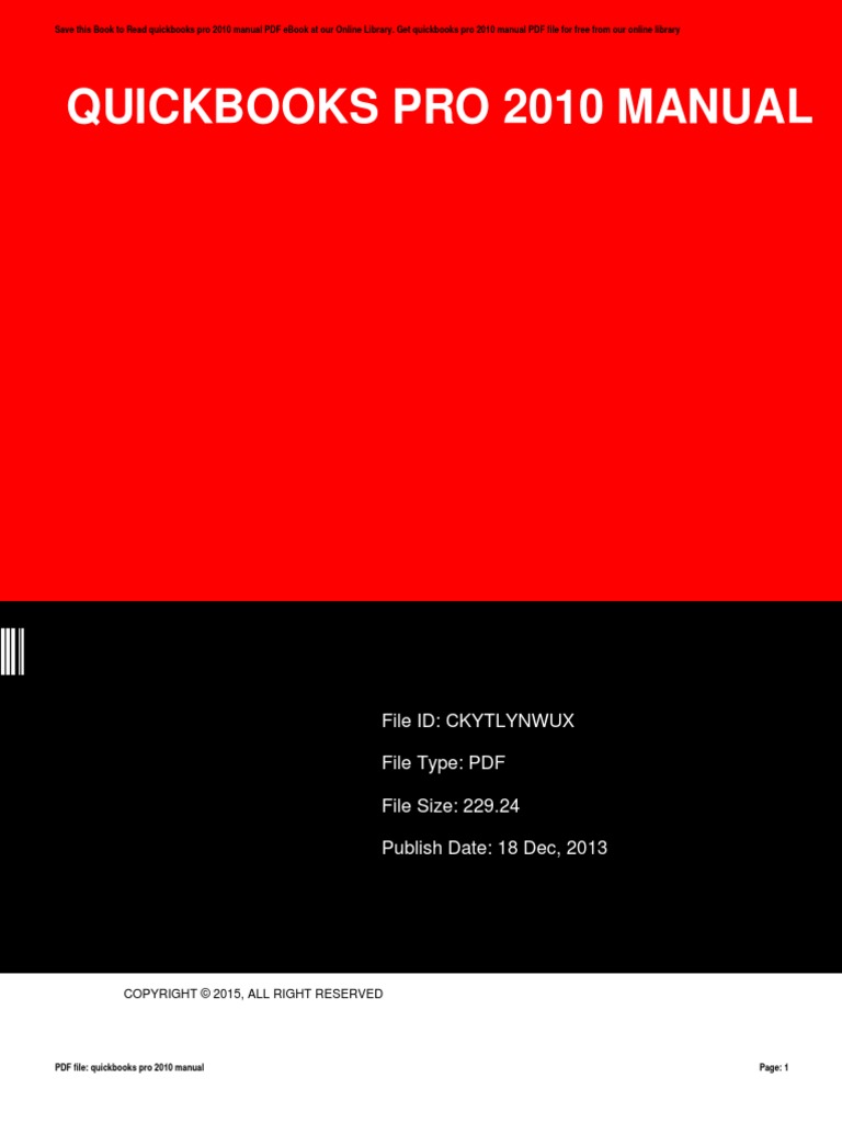 Quickbooks Pro 2010 Manual: Ckytlynwux | PDF | E Books | Books
