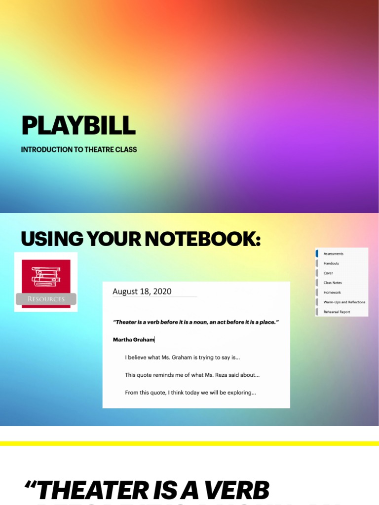 Playbill Lesson | PDF | Theatre | Entertainment (General)