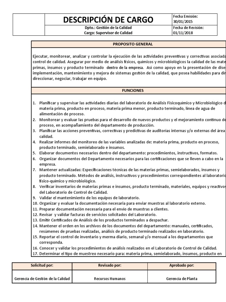 Ensuring Quality Through Oversight and Analysis: Job Description for ...