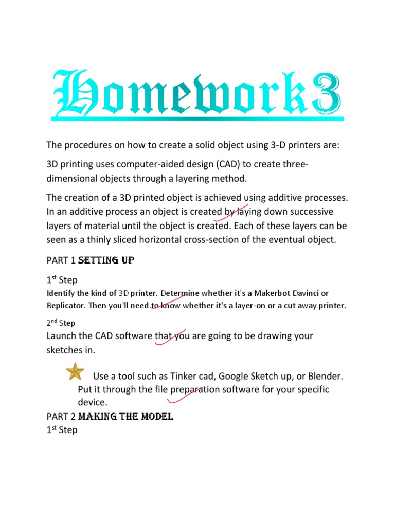 Homework 33 D Printers BT | PDF | 3 D Printing | Computer Aided Design