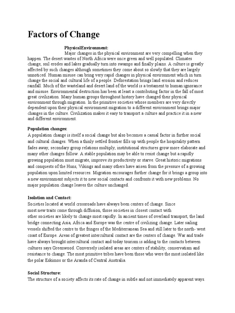 Factors of Change | Download Free PDF | Value (Ethics) | Traditions