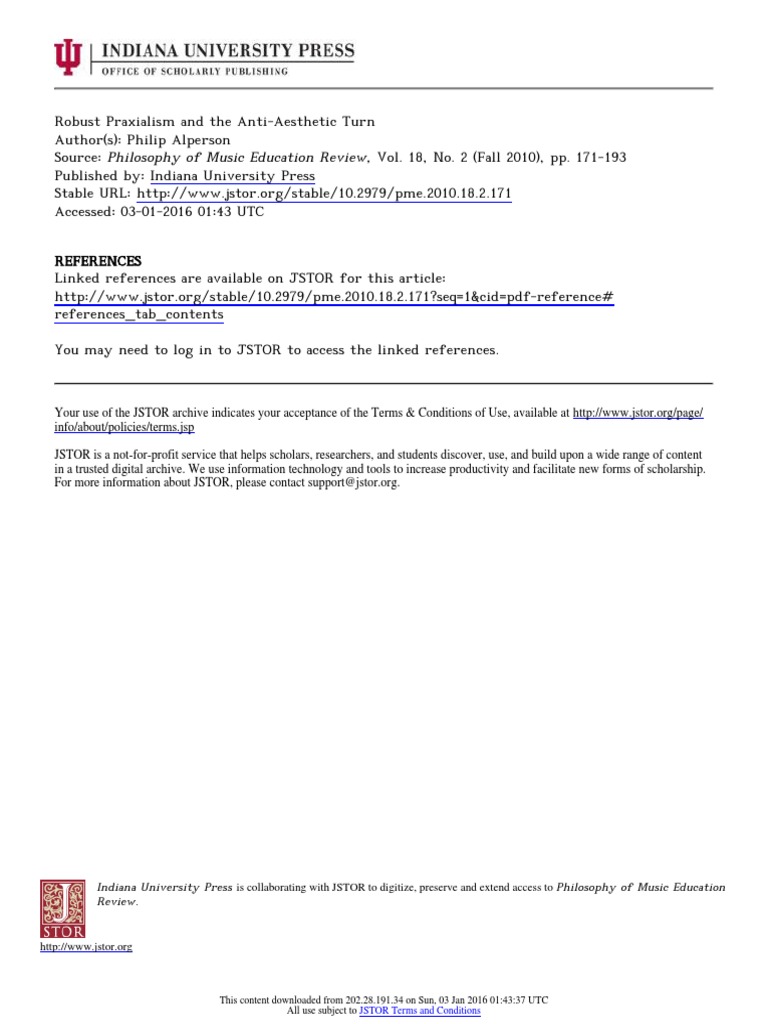 Alperson - Robust Praxialism and The Antiaesthetic Turn | PDF ...