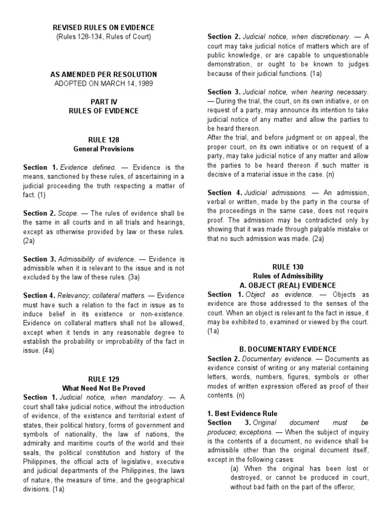 Revised Rules On Evidence | PDF | Evidence (Law) | Witness
