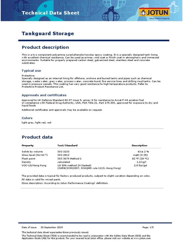 Jotun - Technical Data Sheet - Tankguard Storage - 09.2019 | PDF ...