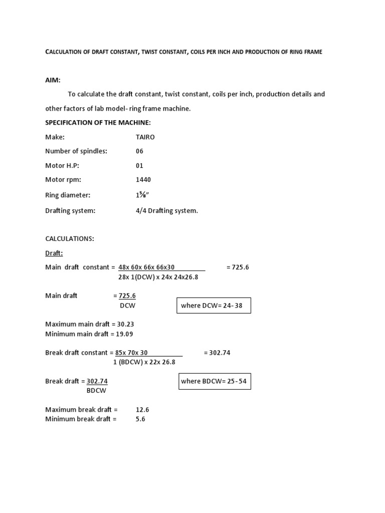 Calculation of Draft Constant | PDF | Machines | Mechanical Engineering