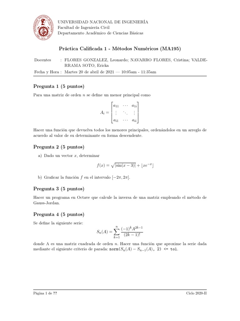 Metodos Numericos 2021 PC1 | PDF