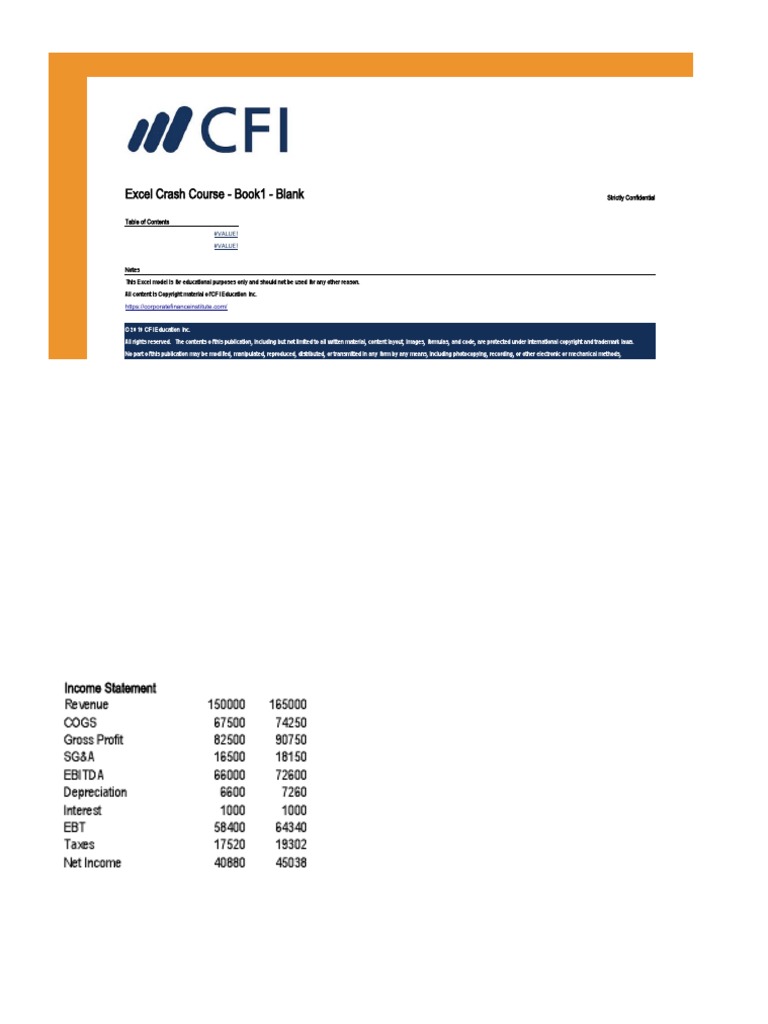 Excel Crash Course - Book1 - Blank: Strictly Confidential | PDF