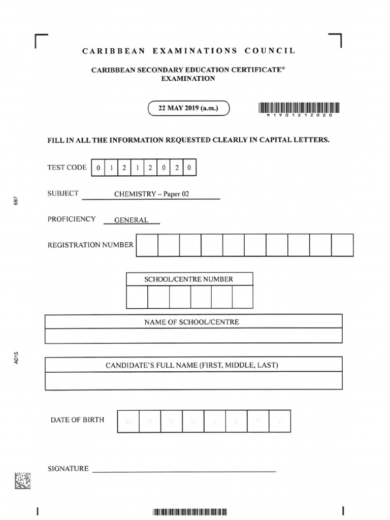 Chemistry Paper 02 MAY 2019 | PDF