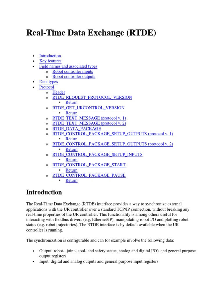 Real Time Data Exchange (RTDE) | PDF | Boolean Data Type | Integer ...