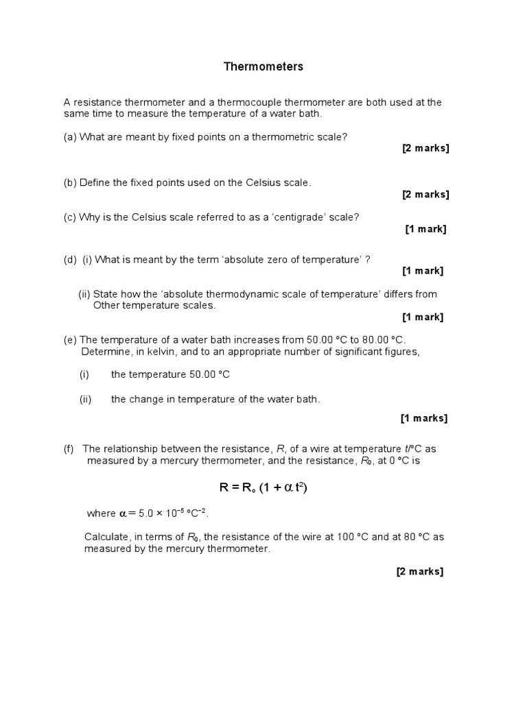 Thermometer Worksheet | PDF | Thermometer | Temperature