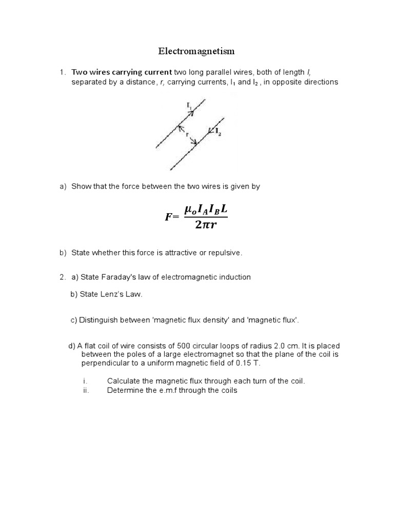 Electromagnetism Worksheet Answers | PDF | Science & Mathematics ...