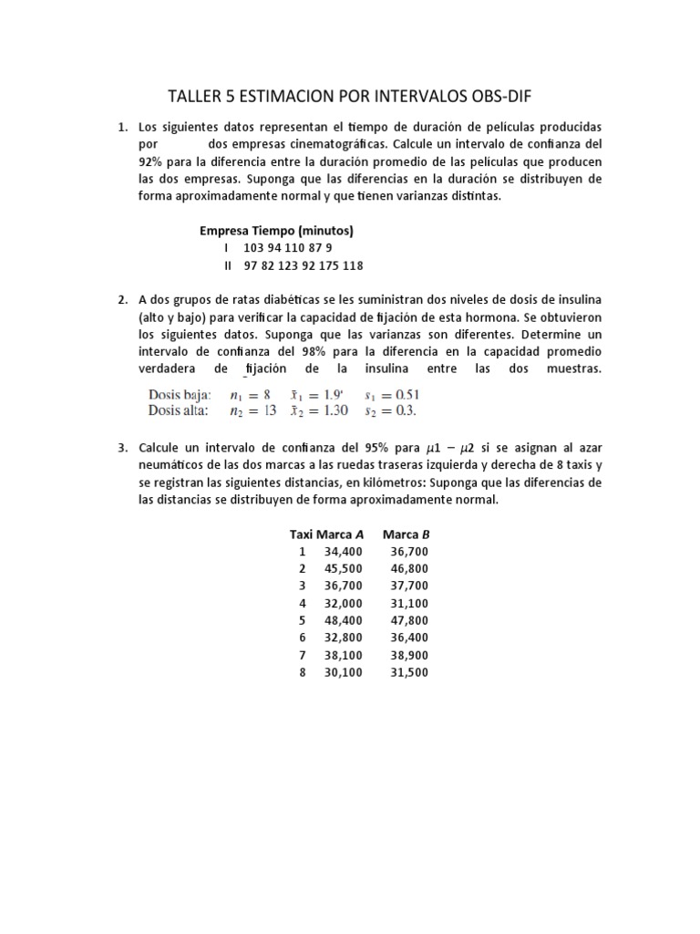 Taller 4 Estimacion Por Intervalos | PDF | Intervalo de confianza | Desviación Estándar