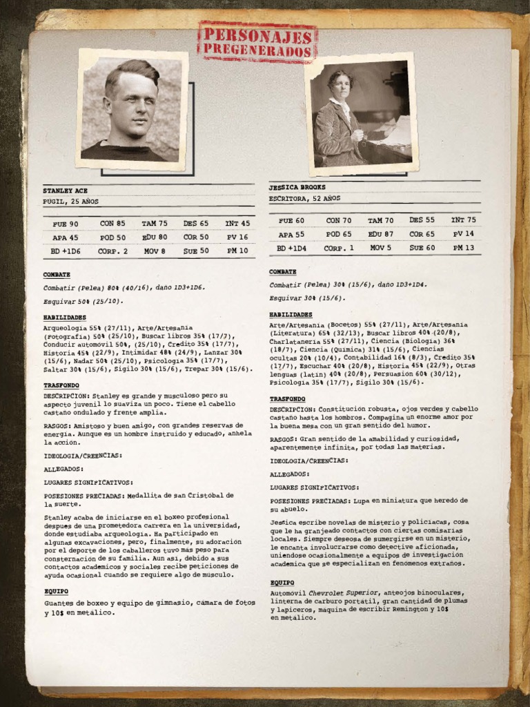 Perfiles de personajes diversos para una aventura de rol | PDF ...
