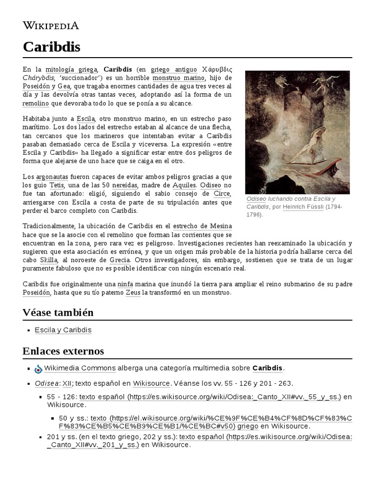 Caribdis | PDF | Caracteres literarios griegos | Semidioses de la ...