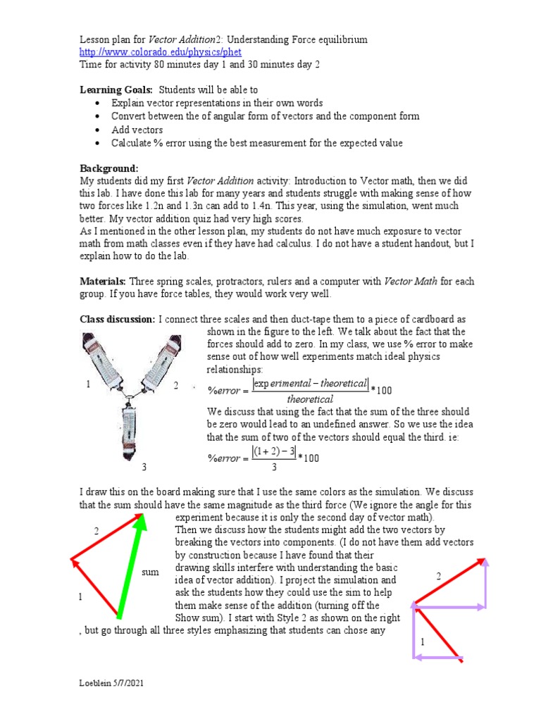 Activity 2 Lesson Plan For Force Equilibrium | PDF | Euclidean Vector ...