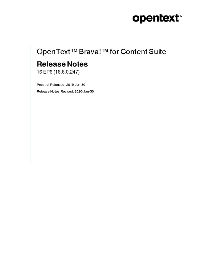 Open Release Notes: Text™ Brava!™ For Content Suite | PDF | Internet ...