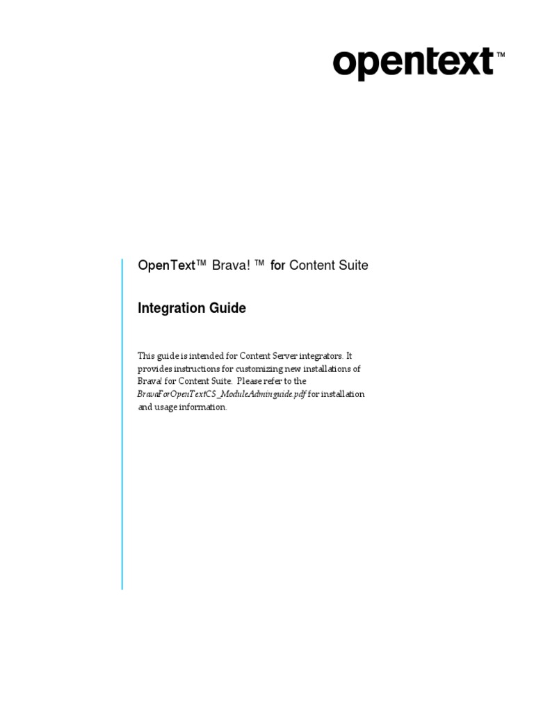 Opentext™ Brava! ™ For Content Suite: Integration Guide | PDF | World ...