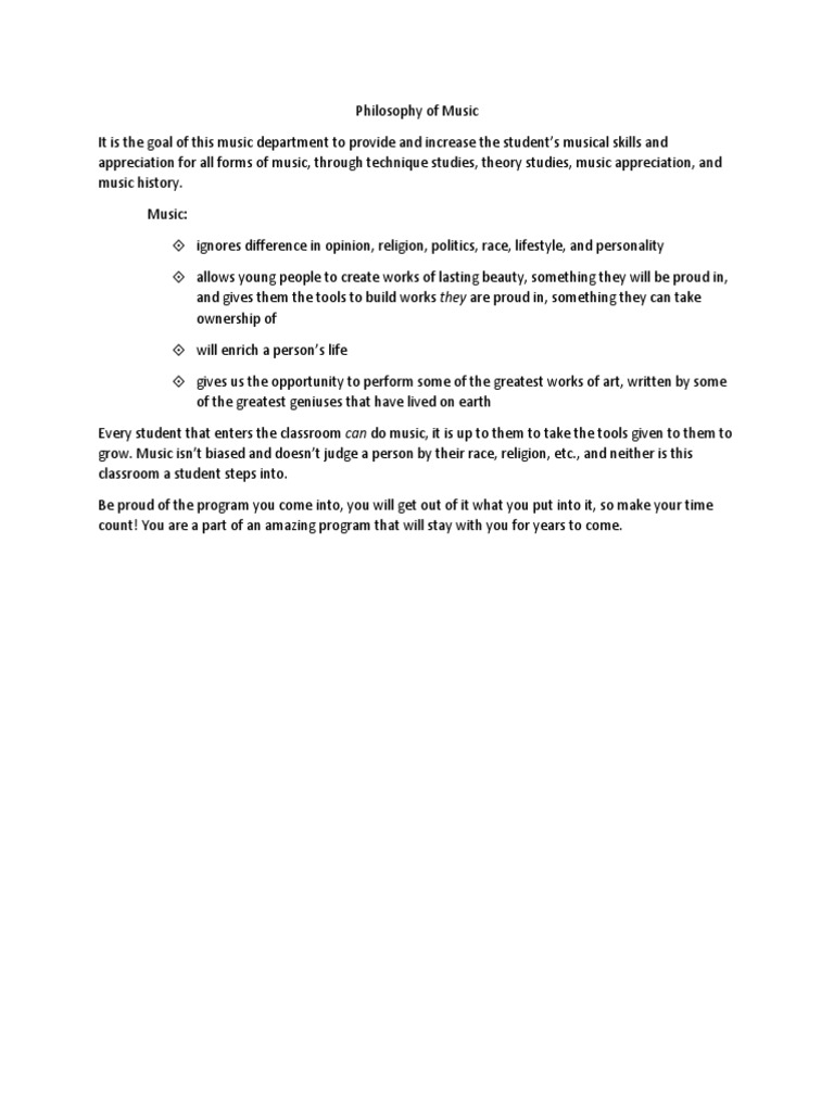 Philosophy of Music Education Overview | PDF | Social Science